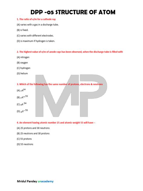 Dpp 06 Stuctutre Of Atom Pdf Teaching Methods And Materials Science