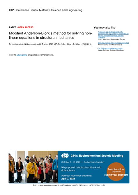 Pdf Modified Anderson Bjorks Method For Solving Non Linear Equations