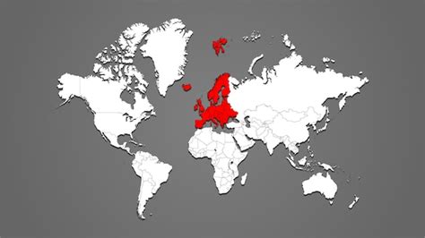 Premium Vector Europe Countries Or Continent Highlighted In Red On The World Map Vector