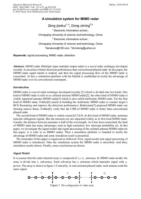 a simulation system for mimo radar scientific