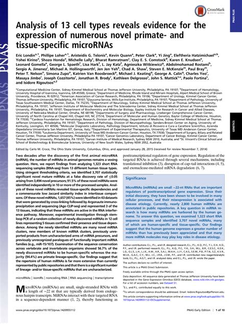Pdf Analysis Of 13 Cell Types Reveals Evidence For The Expression Of Numerous Novel Primate