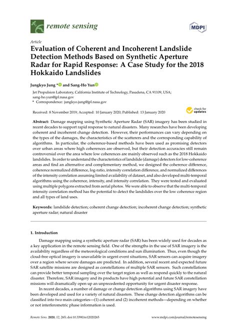 Pdf Evaluation Of Coherent And Incoherent Landslide Detection Methods
