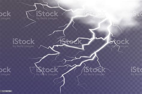 번개 마법과 밝은 빛 효과의 세트 번개와 구름으로 뇌우 벡터 일러스트레이션 방전 전류 충전 전류 자연 현상 뇌우에 대한 스톡 벡터 아트 및 기타 이미지 Istock