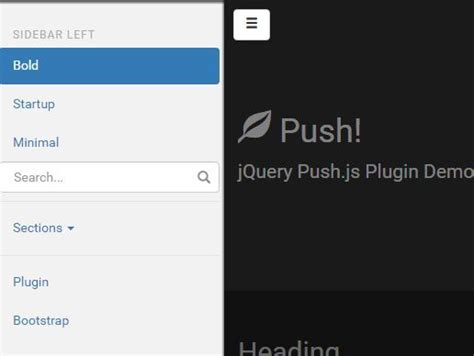 off canvas push menu plugin for bootstrap push js plugins jquery