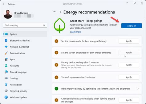 How To Apply Energy Recommendations On Windows