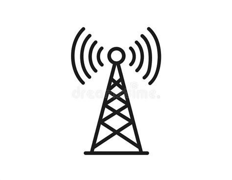 Radio Tower Transmitting Signal On White Background Ai Generative Stock Illustration