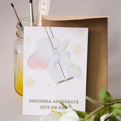 Поздравителна картичка с плик висококачествена текстурирана хартия Дарът на приятелството