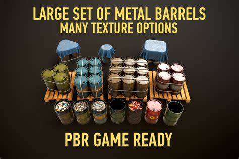 Large Set Of Metal Barrels 3d Industrial Unity Asset Store