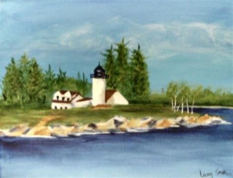 Maine Lighthouse Painting By Lawrence Smith Fine Art America