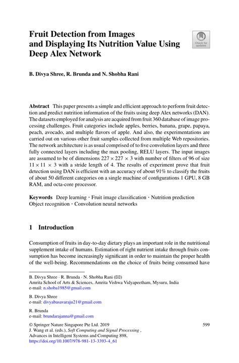 Pdf Fruit Detection From Images And Displaying Its Nutrition Value Using Deep Alex Network