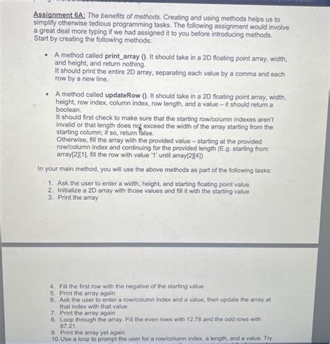 solved assignment 6a the benefits of methods creating and