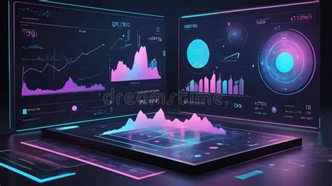 Analyzing Data With Interactive Charts And Graphs On Digital Displays Stock Illustration