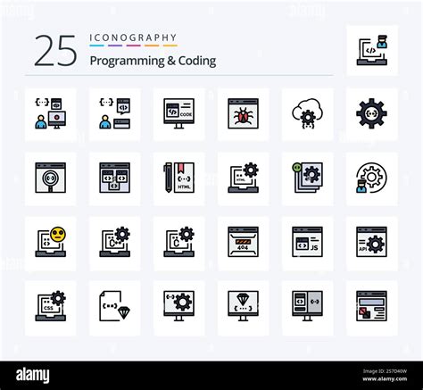 Programming And Coding 25 Line Filled Icon Pack Including Develop Cloud Develop Development