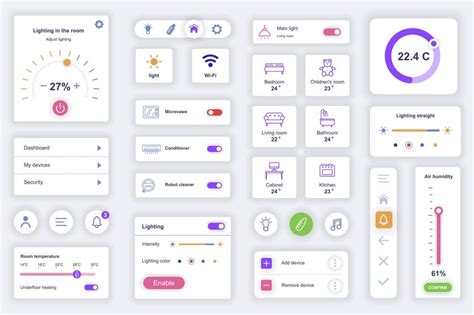 Premium Vector User Interface Elements Set For Smart Home Mobile App