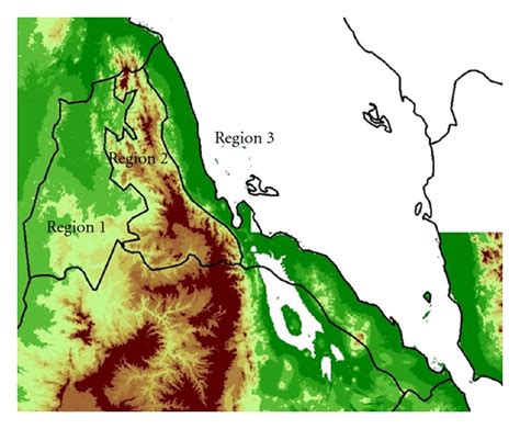 Eritrea Map Showing The Topography Of The Country With Three Regions Eritrea Map Showing The Topography Of The Country With Three Regions