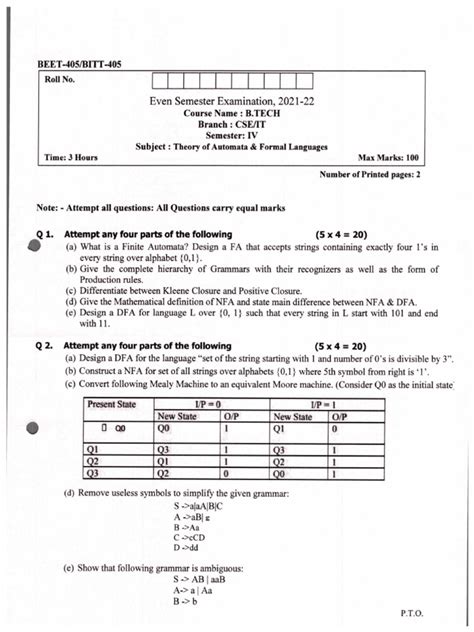 Cse Iv Automata Pdf