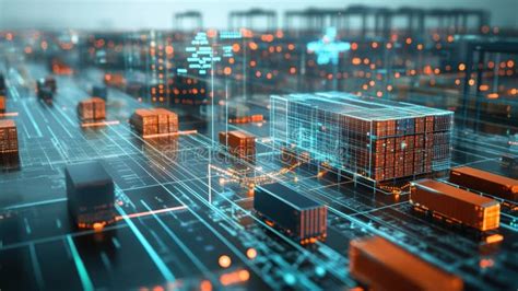 Logistics Network Managing Cargo Containers With Artificial Intelligence Stock Photo Image Of