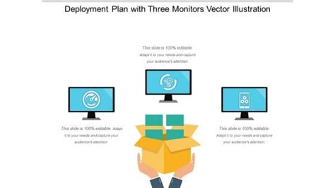 Deployment Plan With Three Monitors Vector Illustration Ppt PowerPoint Presentation Icon Ideas PDF