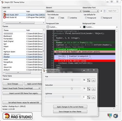 Delphi IDE Theme Editor New Features The Road To Delphi