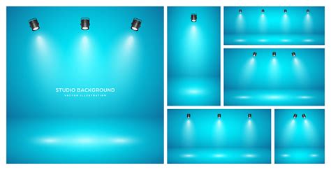 스포트라이트가있는 빈 파란색 스튜디오 추상적 인 배경 스포트라이트 효과가있는 제품 쇼케이스 배경 무대 조명 벡터 일러스트 레이 션 배경 주제에 대한 스톡 벡터 아트 및 기타