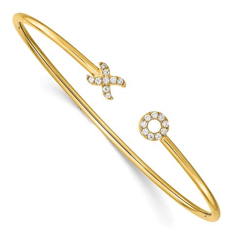 14k 15 Carat Lab Grown Diamond Vssi G X And O Cuff Flexible Bangle