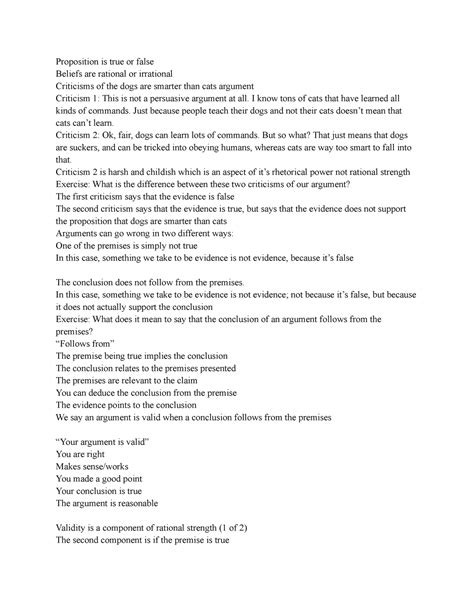 Critical Thinking Notes Proposition Is True Or False Beliefs Are Rational Or Irrational