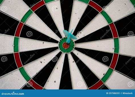 Closeup Of A Dart Game With The Arrow On The Center Target Stock Image Image Of Aiming Winner