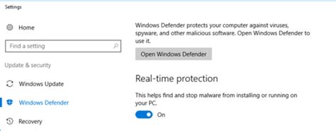 Verify That Real Time Protection Is Enabled In Windows Defender Dell