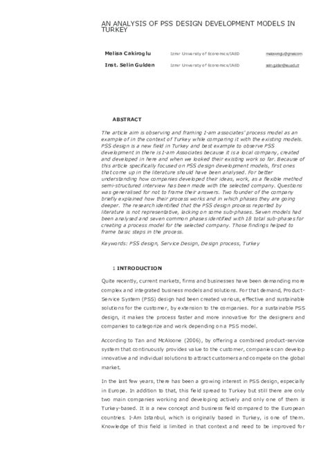 Pdf Analysis Of Pss Design Development Models In Turkey