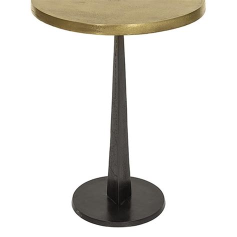 Oldies Round Side Table With Top In Antique Metal Finish In Brass At