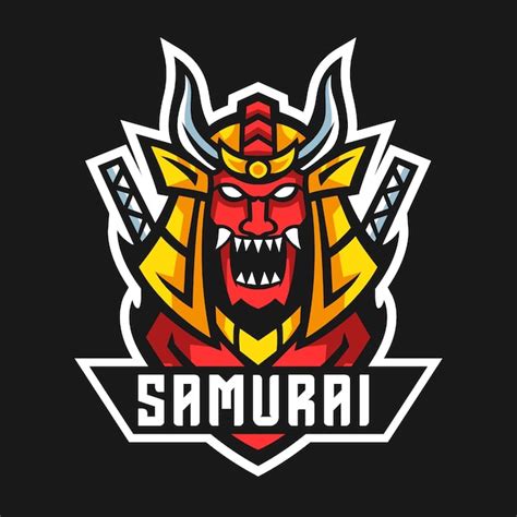 사무라이 마스코트 로고 디자인 벡터 일러스트 레이 션 프리미엄 벡터
