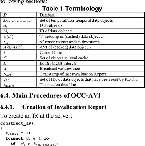 Table 1 From Accessing Temporal Data Objects In Mobile Computing