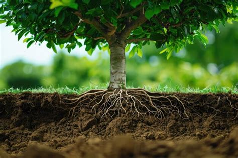 Premium Photo Side View Of A Tree With Visible Roots Underground