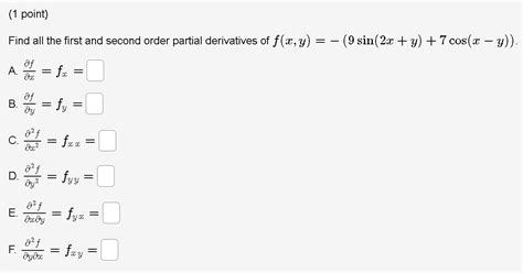 Solved Find all the first and second order partial | Chegg.com
