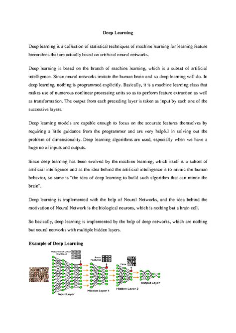 Unit IV Deep Learning NOTES Deep Learning Deep Learning Is A Collection Of Statistical