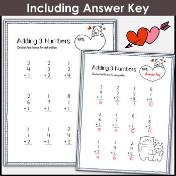 Adding 3 Numbers First Grade Worksheets Adding 3 Addends Worksheets