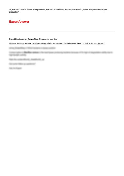 Solution Solution For Of Bacillus Cereus Bacillus Megaterium Bacillus Sphaericus And Bacillus