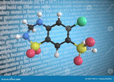 Molecular Model Of Hydrochlorothiazide 3d Rendering Stock Illustration Illustration Of
