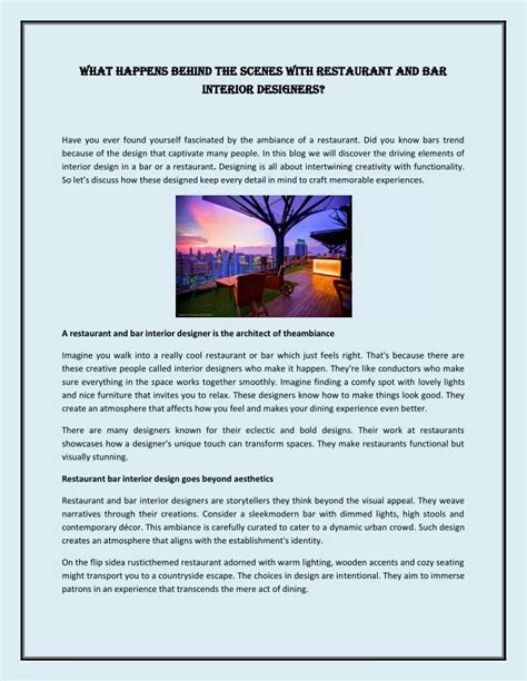 Ppt What Happens Behind The Scenes With Restaurant And Bar Interior