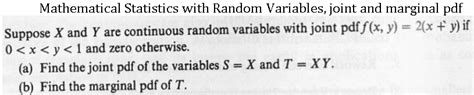 Solved Suppose X And Y Are Continuous Random Variables With