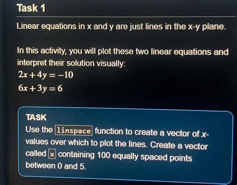 Solved Task Linear Equations In X And Y Are Just Lines In Chegg