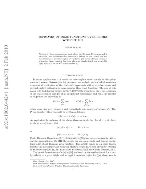 Pdf Estimates Of Some Functions Over Primes Without Rh