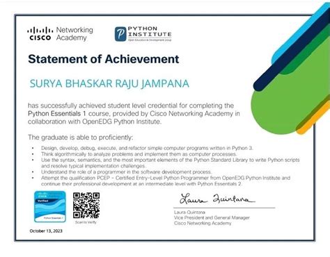 Surya Bhaskar Raju On Linkedin Cisconetworkingacademy Python