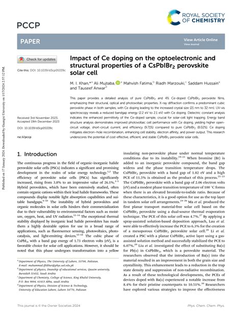 Pdf Impact Of Ce Doping On The Optoelectronic And Structural Properties Of A Cspbibr 2