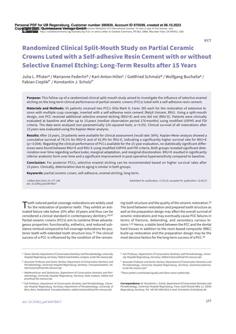 Pdf Randomized Clinical Split Mouth Study On Partial Ceramic Crowns