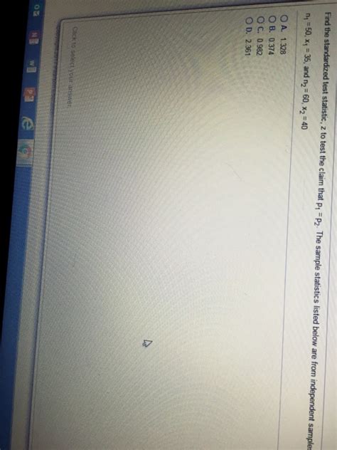 Solved Find The Standardized Test Statistic Z To Test The