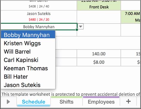 Employee Shift Scheduling Template
