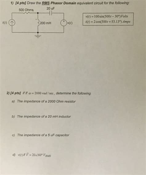 solved draw the rms phasor domain equivalent circuit for the