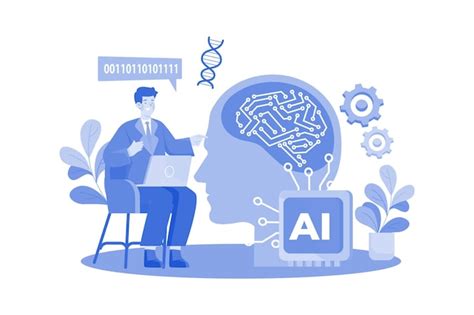 Premium Vector | Neural networks simulate human brain for AI learning