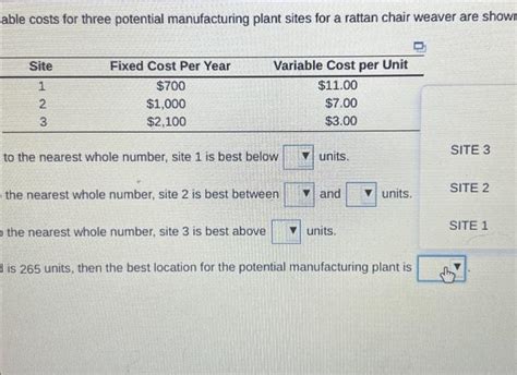 Solved The Fixed And Variable Costs For Three Potential